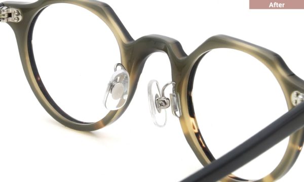 パット加工事例 No.235 Lesca HERI col.A1に溶着式金属アームシリコンパットの場合 ポンメガネ